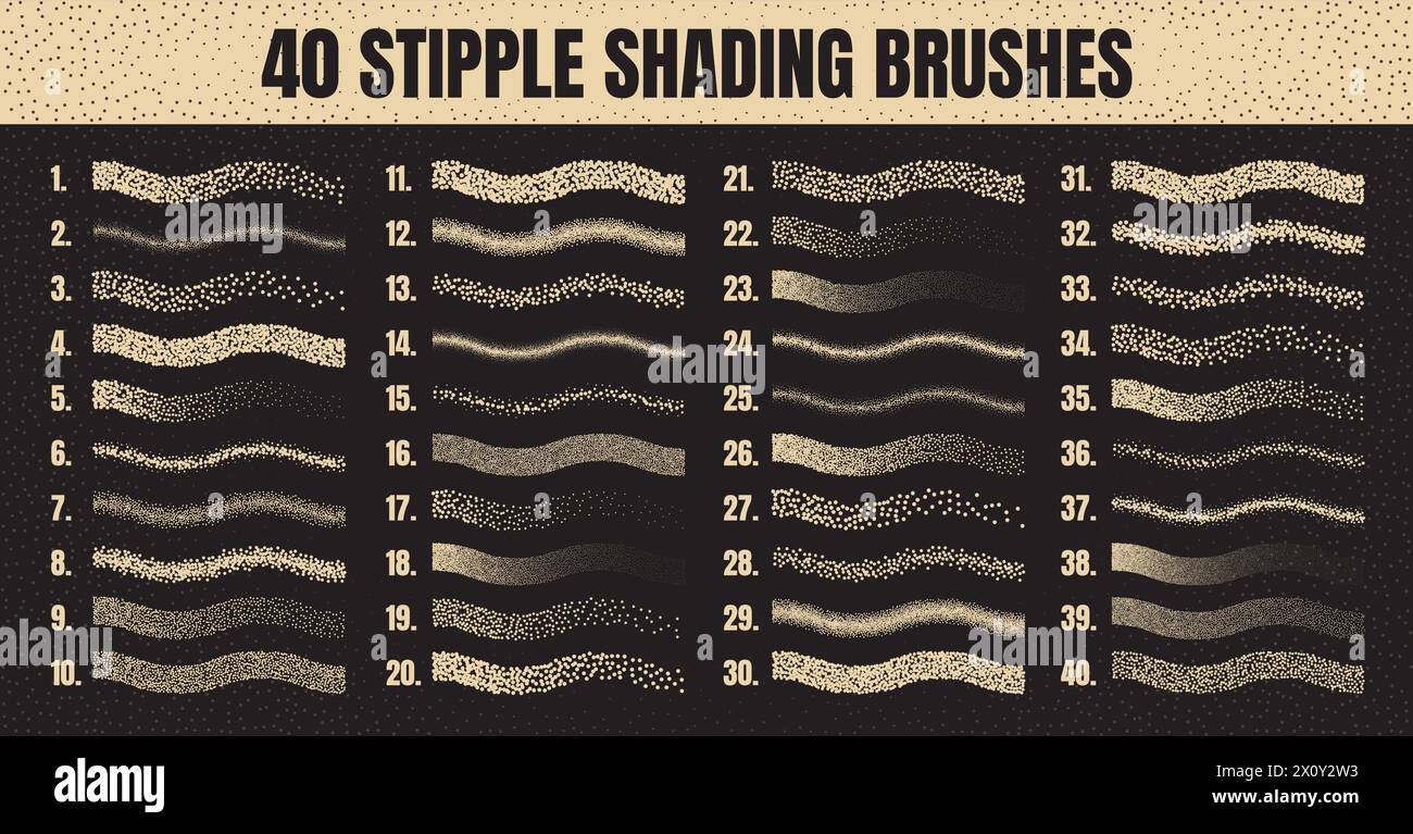 Stipple scatter brush, ink drawing and texturing. Fading gradient ...