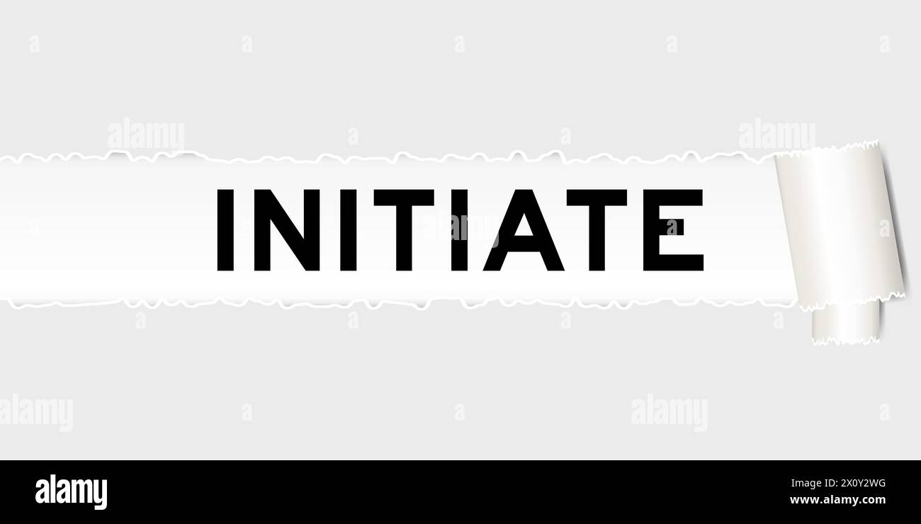 Ripped gray paper background that have word initiate under torn part ...