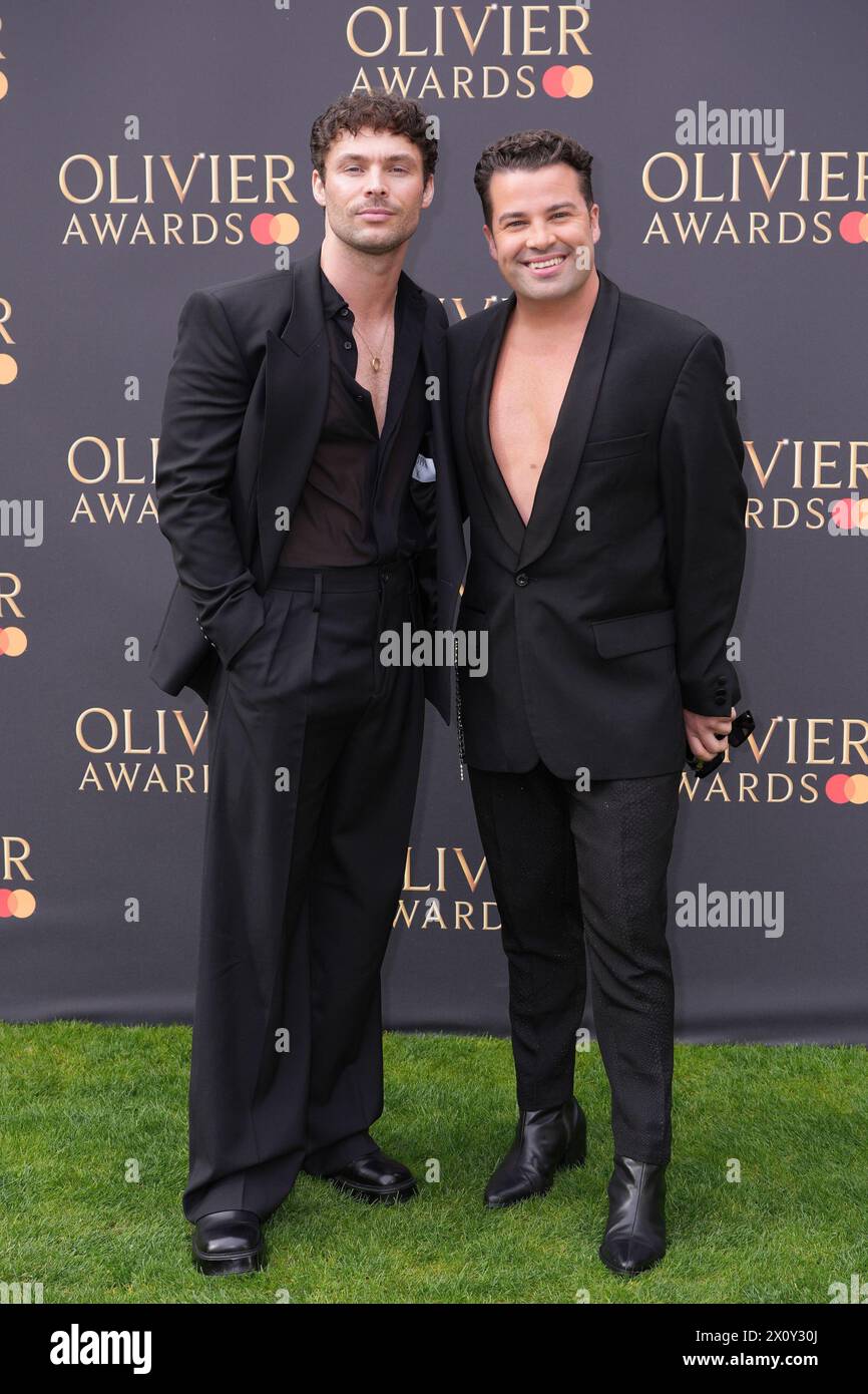 Benjamin Yates (left) and Joe McElderry attending the Olivier Awards at ...