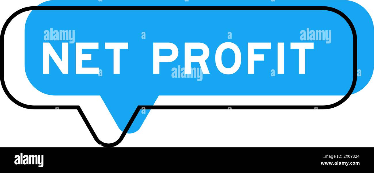 Speech banner and blue shade with word net profit on white background ...