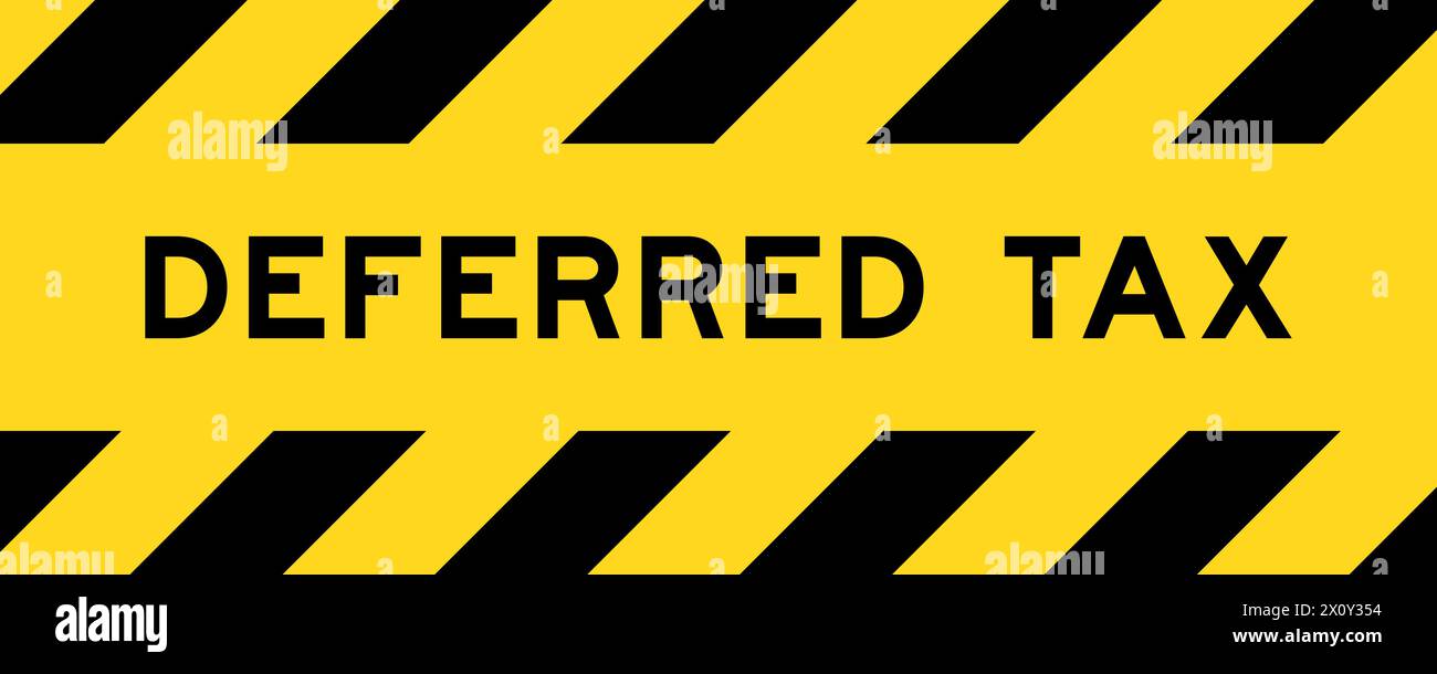 Yellow and black color with line striped label banner with word ...