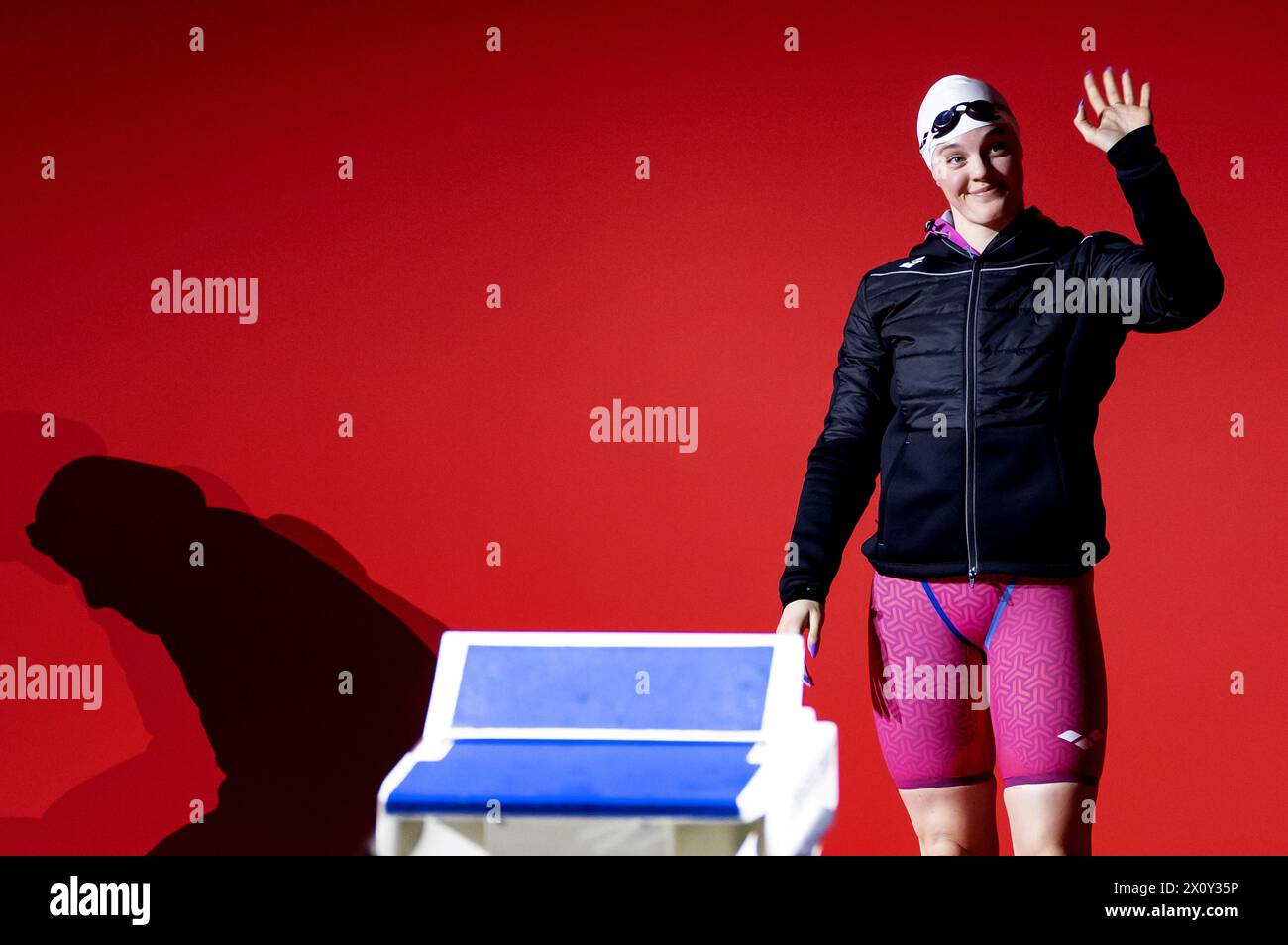 EINDHOVEN - Tessa Giele prior to the final 50 free. The Dutch swimmers ...