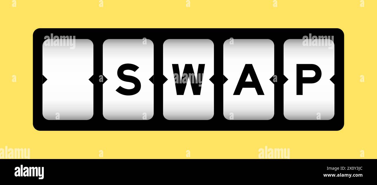 Black color in word swap on slot banner with yellow color background ...
