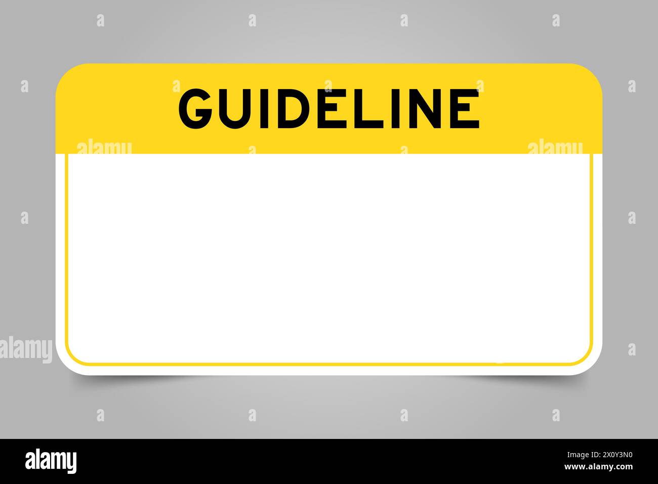 Label banner that have yellow headline with word guideline and white ...