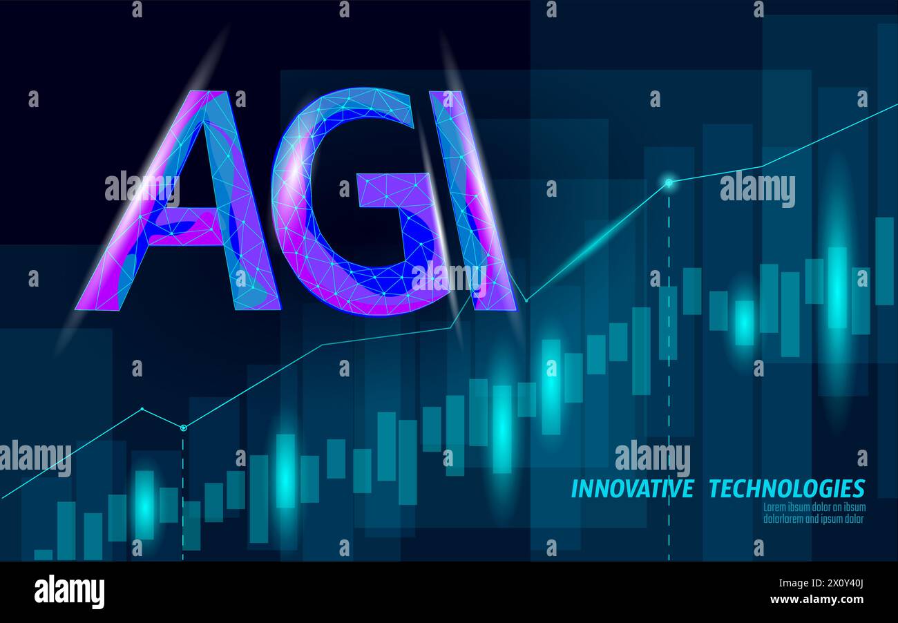 Artificial general intelligence wire letter symbols. Data binary code ...