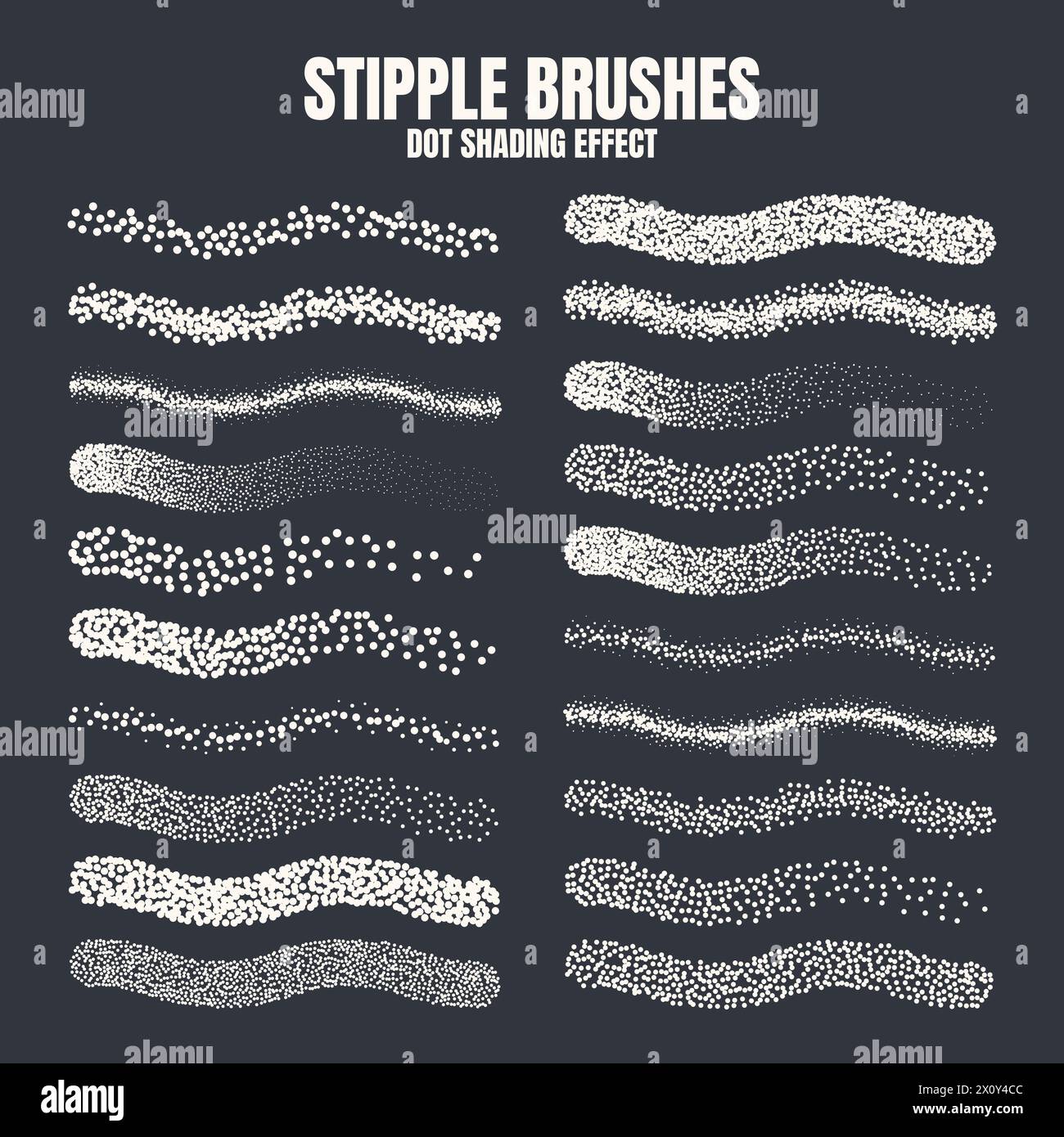 Stipple scatter brush, ink drawing and texturing. Fading gradient ...