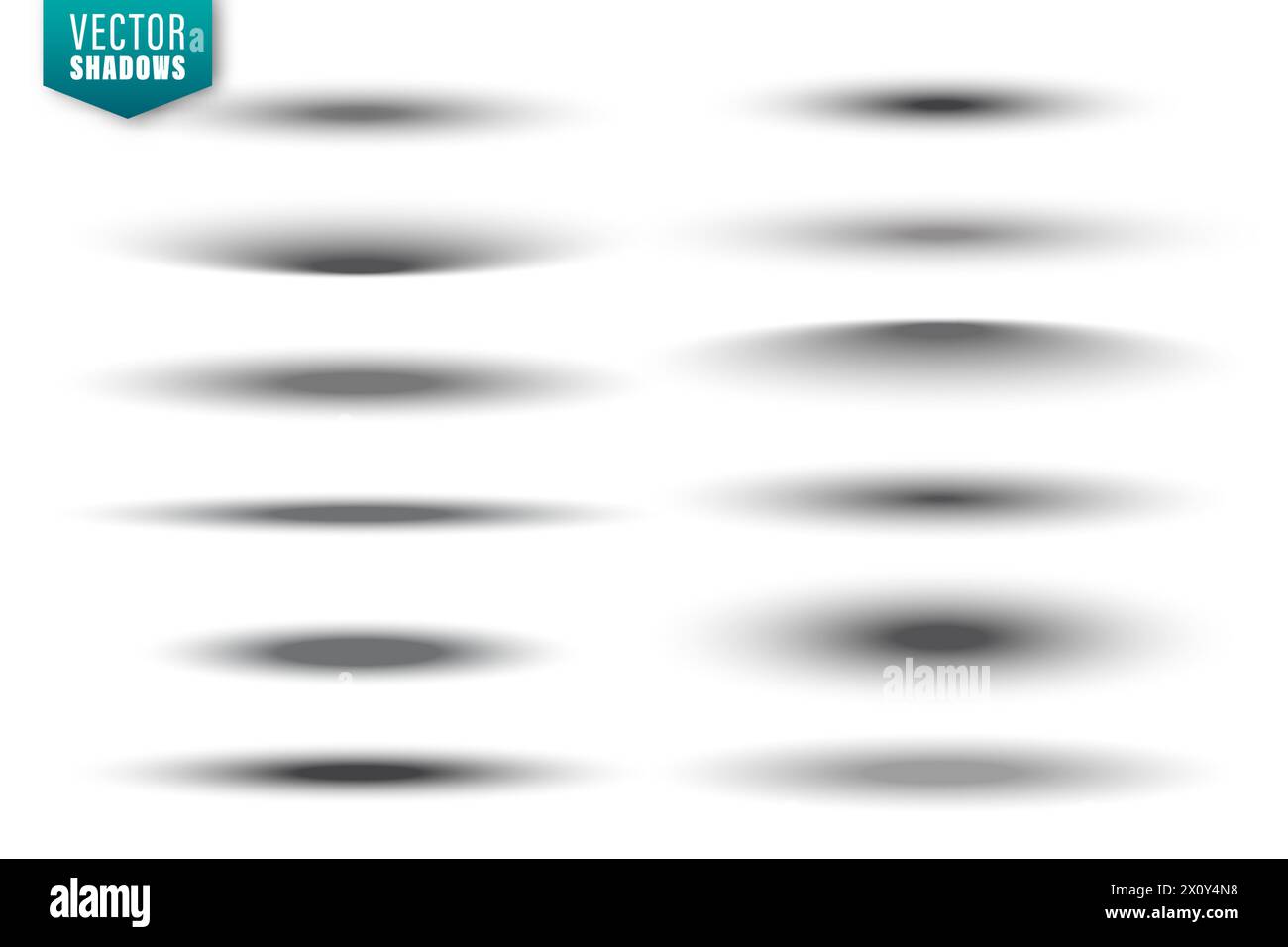 Realistic shadow effect. Round shadows collection isolated on white ...