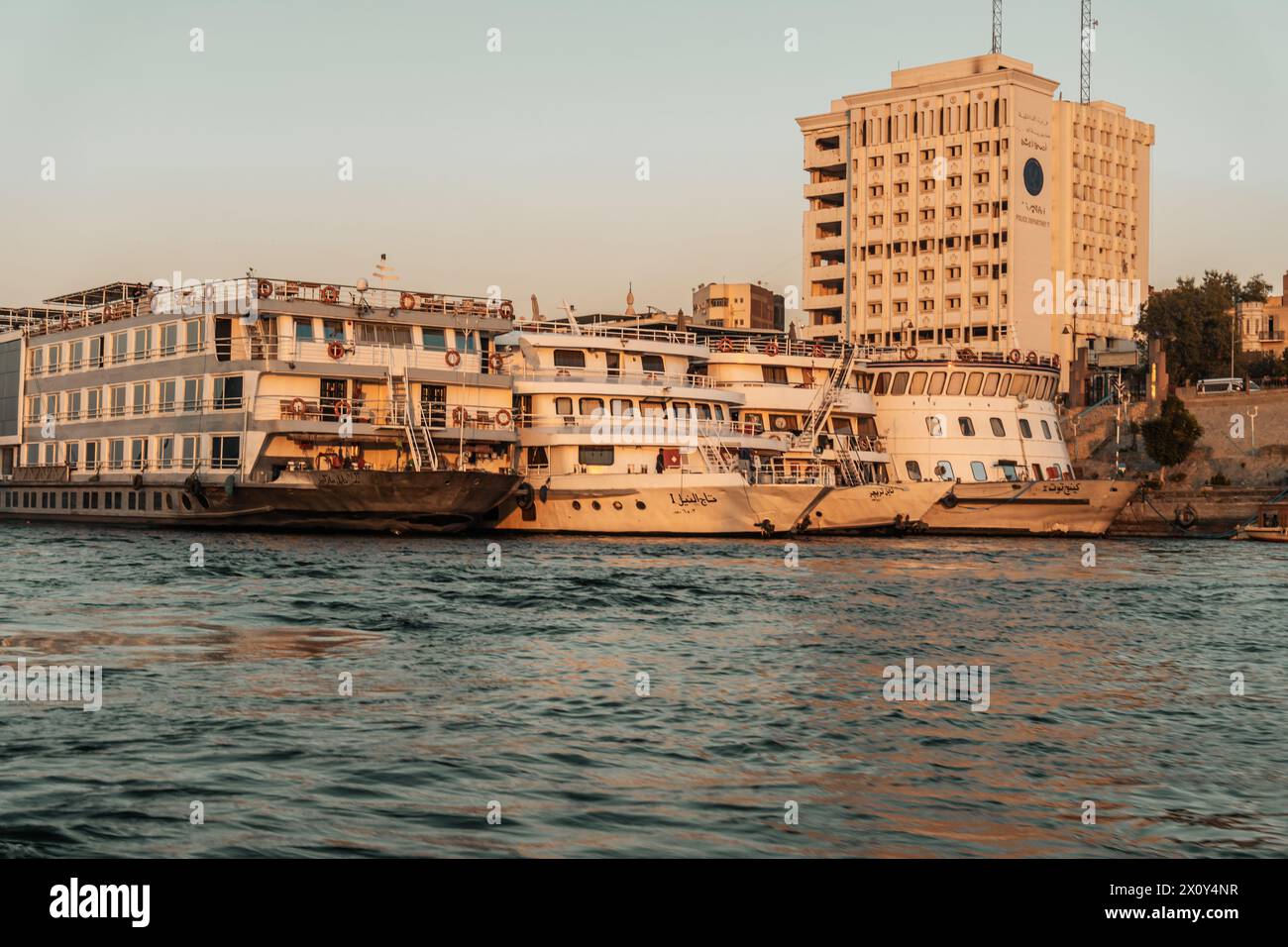 Aswan Governorate, Egypt January 2024: Nile cruise ships in front of ...