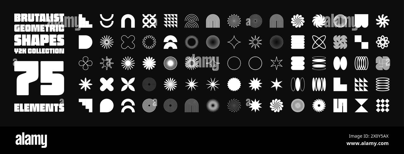 Brutalist geometric shapes, symbols. Simple primitive elements and ...