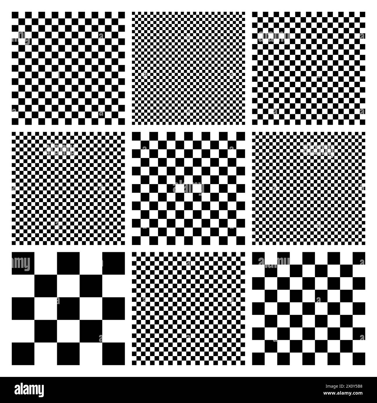 Trendy checkered pattern, black and white tiled grid. Funky geometric ...