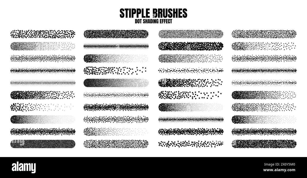 Stipple scatter brush, ink drawing and texturing. Fading gradient ...
