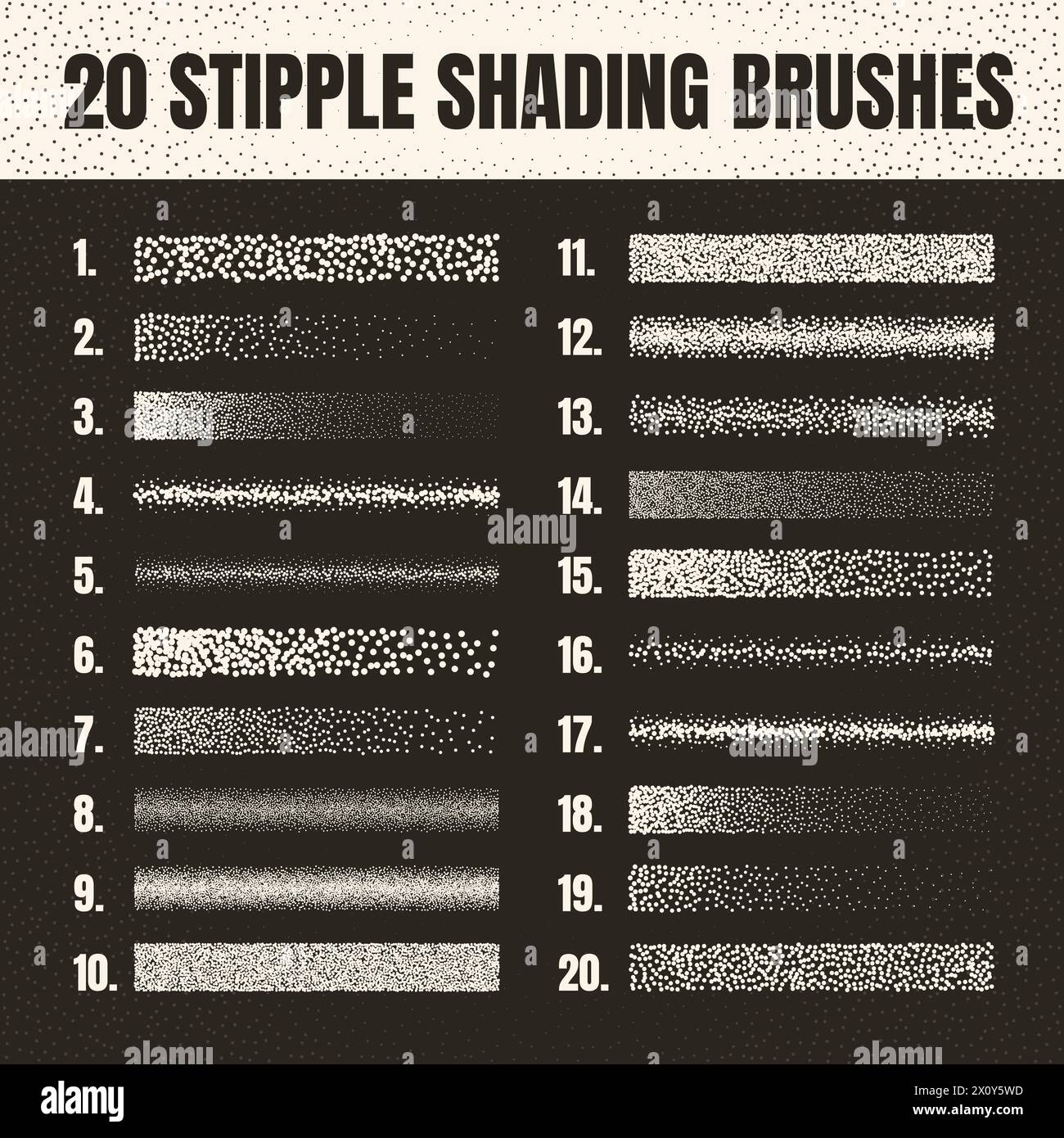 Stipple scatter brush, ink drawing and texturing. Fading gradient ...