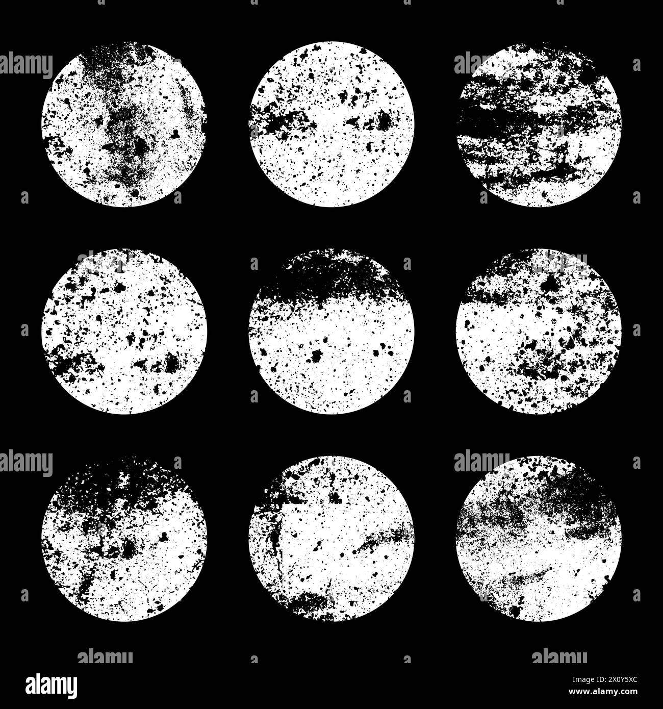 Grunge circles with stains and scratches. Circle brush stroke, round ...