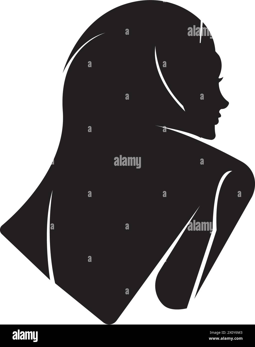 Vector Silhouette Drawing of Muslim Woman with Hijab ,Arab Woman . For ...