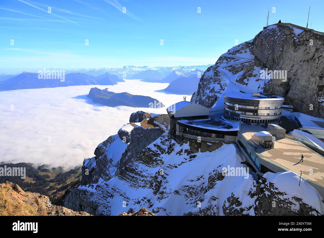 Mount Pilatus - summit station. Switzerland near Lucerne, Europe Stock ...