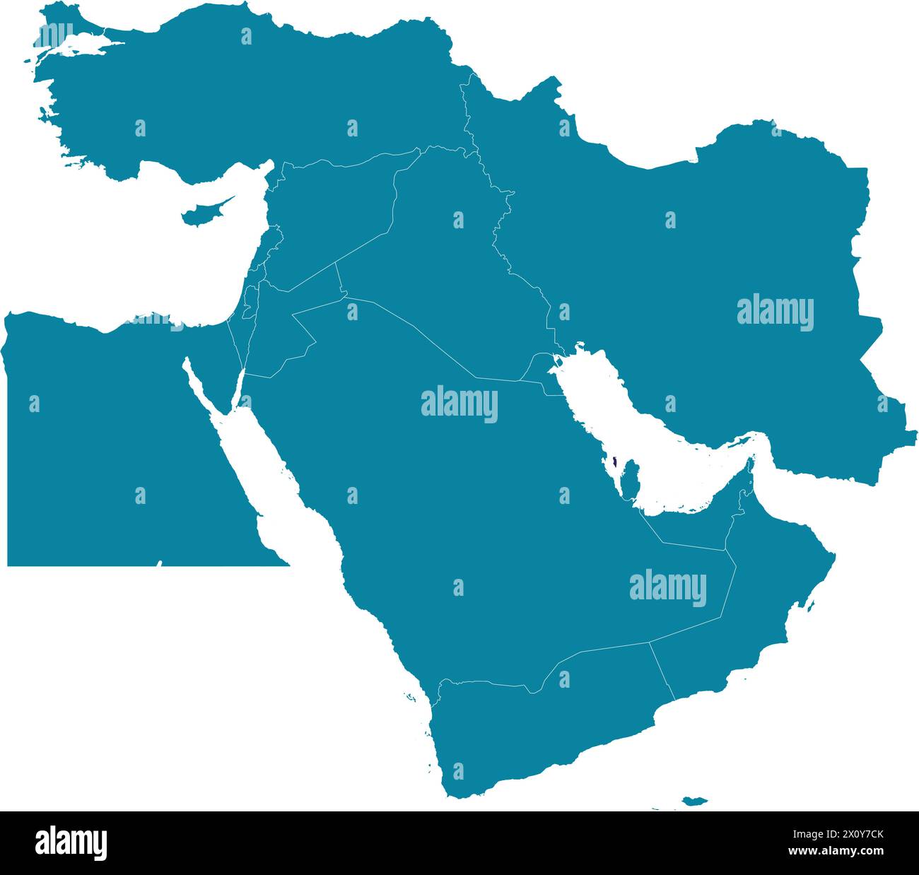 Purple map of BAHRAIN inside marine blue map of the Middle East Stock ...