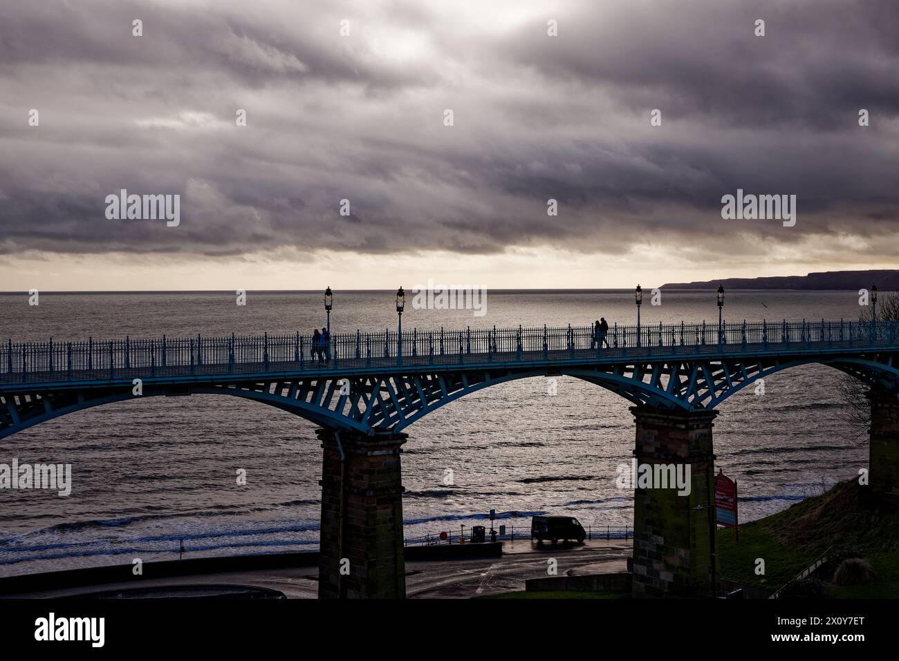 Wintery skies over Spa Bridge, Scarborough Stock Photo - Alamy