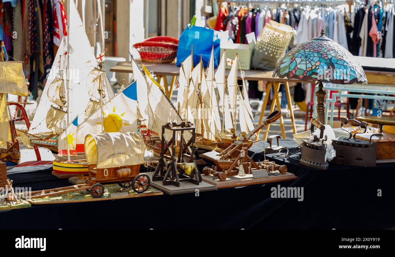 Turin, Italy - April 14, 2024: Model sailboats and other objects ...