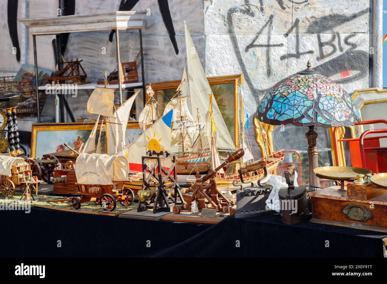 Turin, Italy - April 14, 2024: Model sailboats and other objects ...
