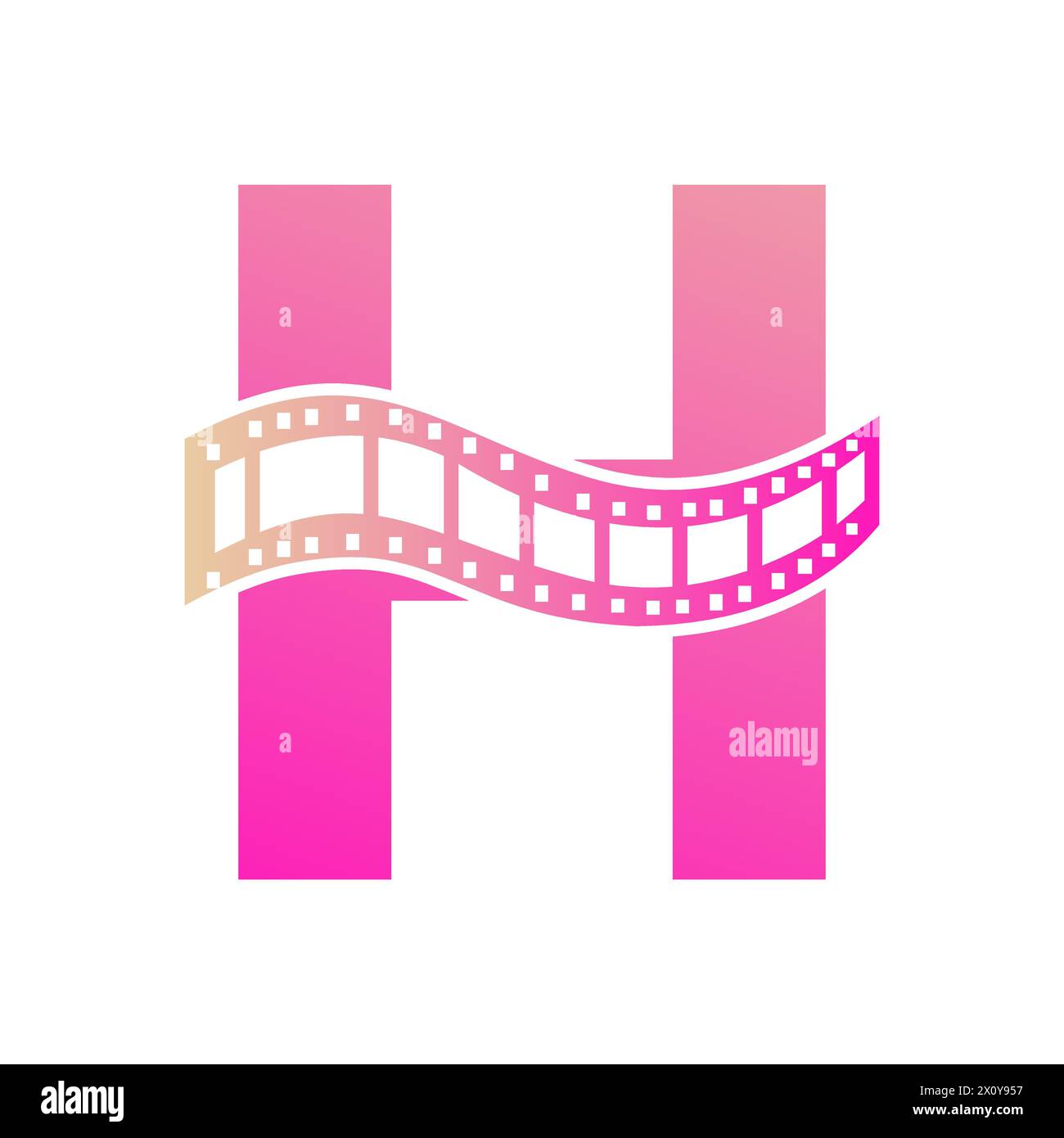 Letter H with Films Roll Symbol. Strip Film Logo For Movie Sign and ...