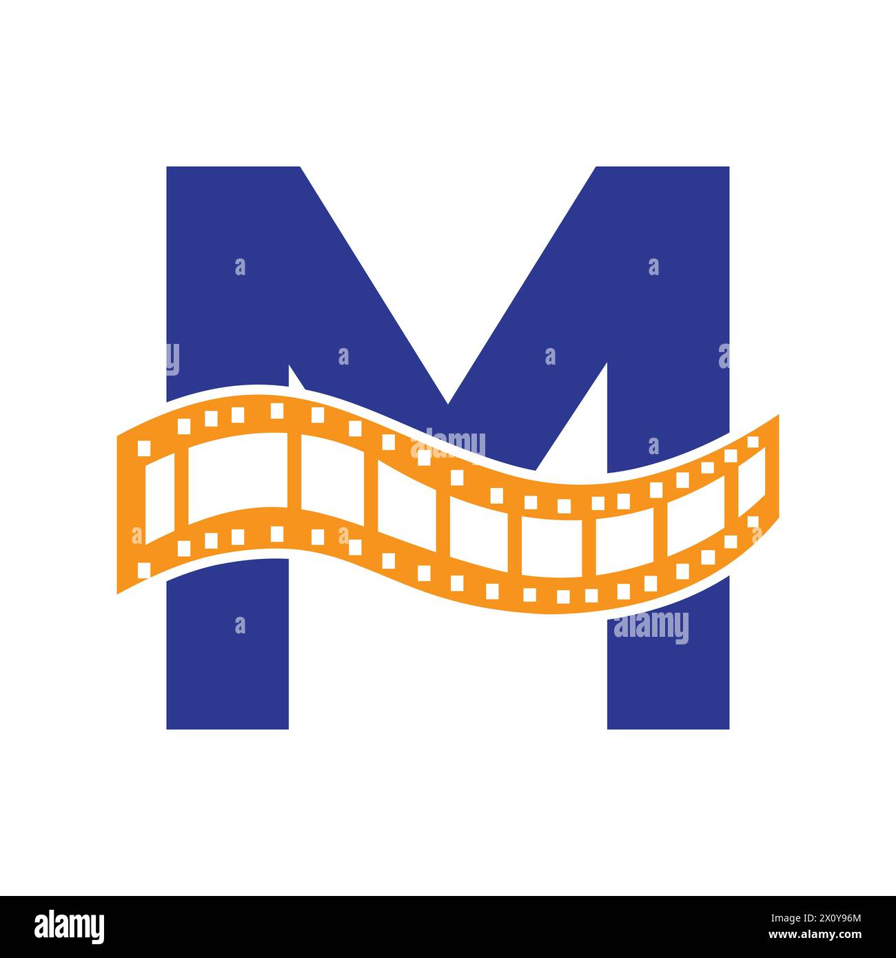 Letter M with Films Roll Symbol. Strip Film Logo For Movie Sign and ...
