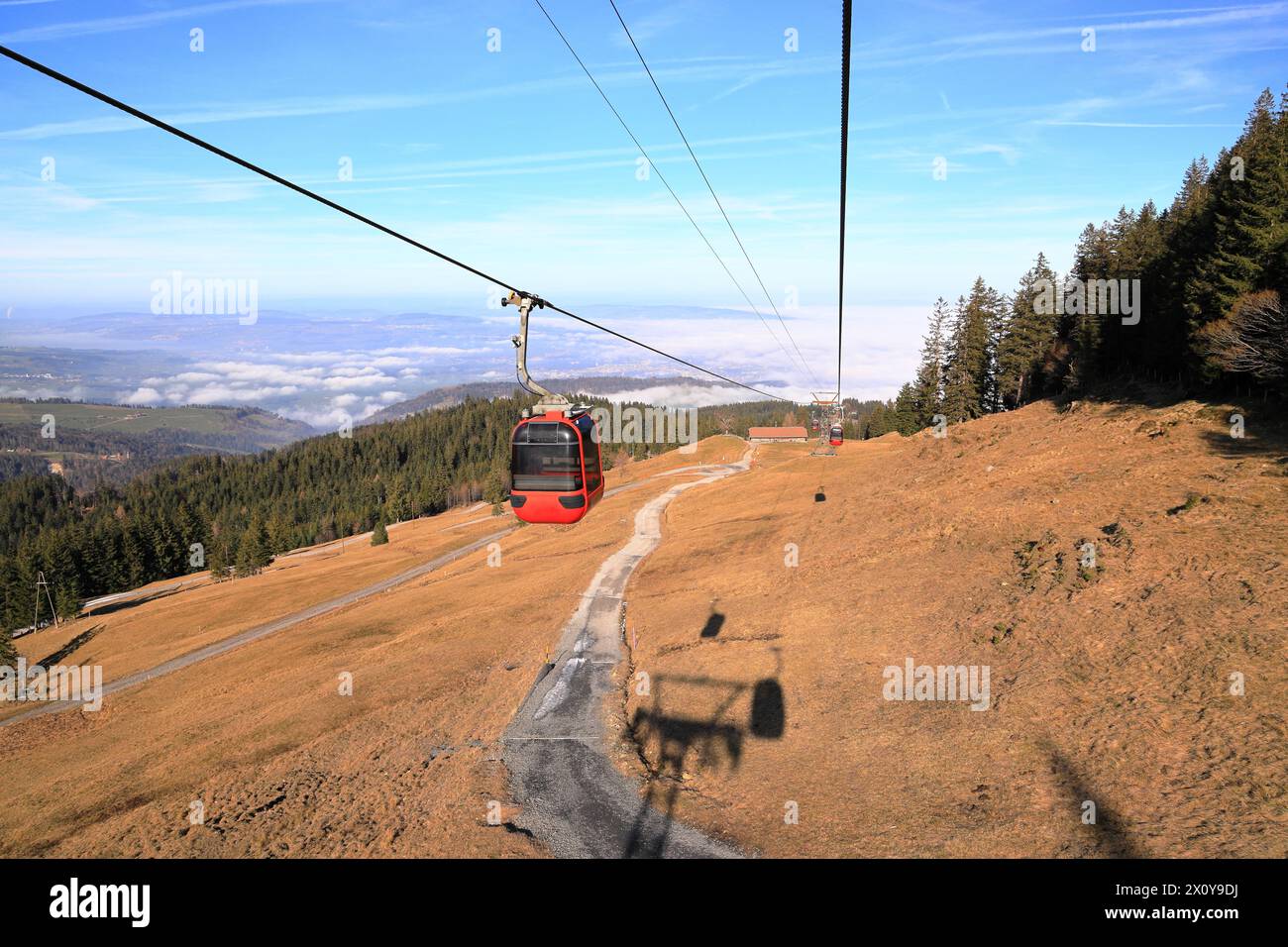 Gondola lift to Mount Pilatus. Switzerland near Lucerne, Europe Stock ...