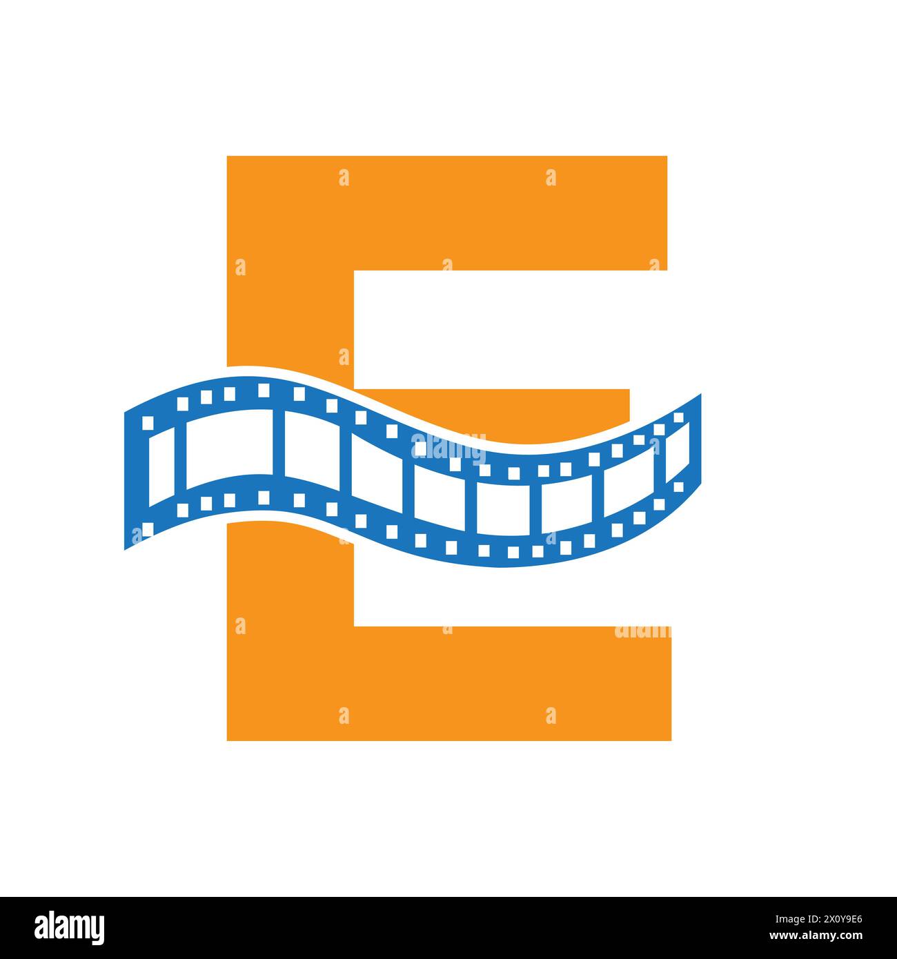 Letter E with Films Roll Symbol. Strip Film Logo For Movie Sign and ...