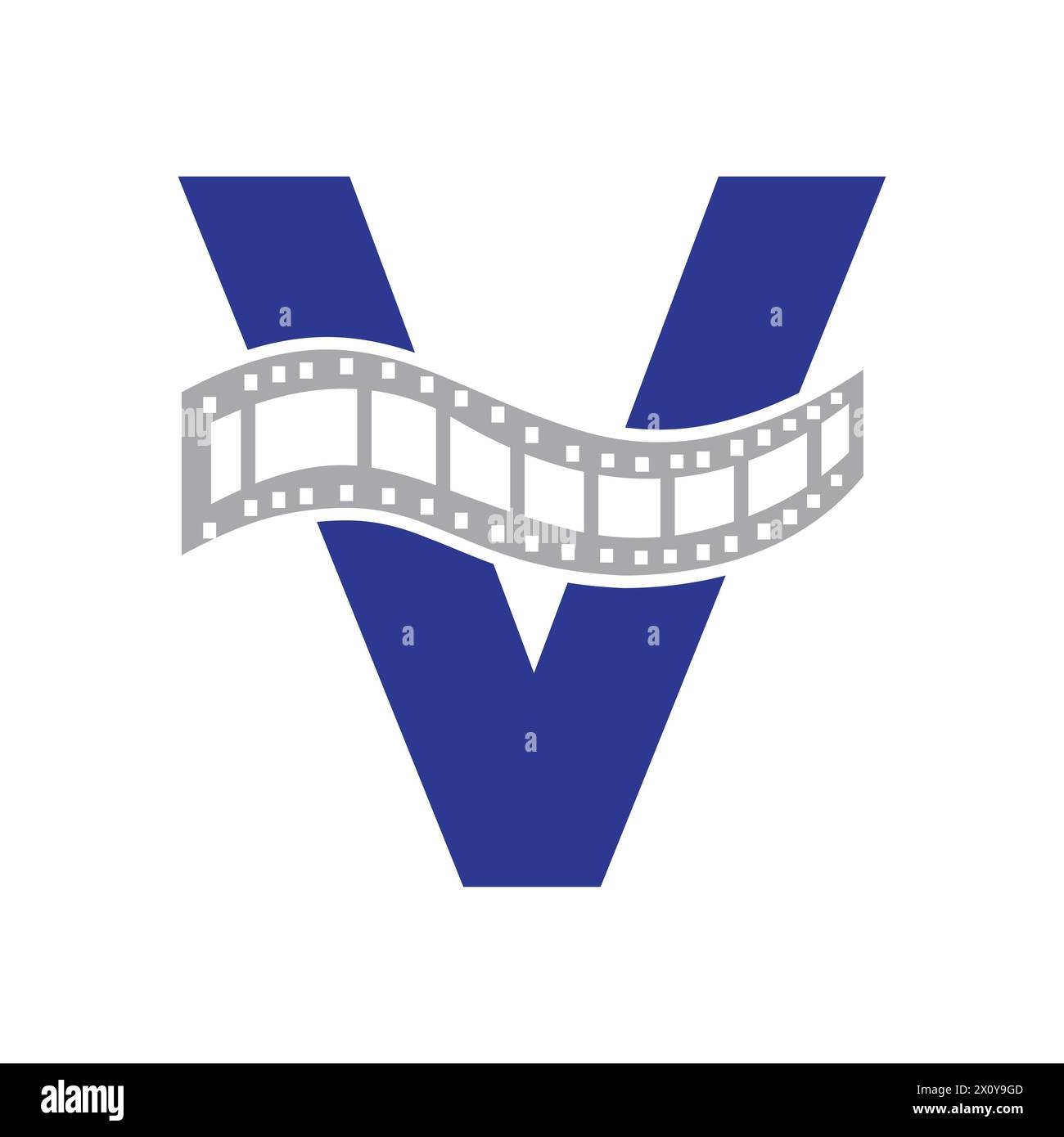 Letter V with Films Roll Symbol. Strip Film Logo For Movie Sign and ...