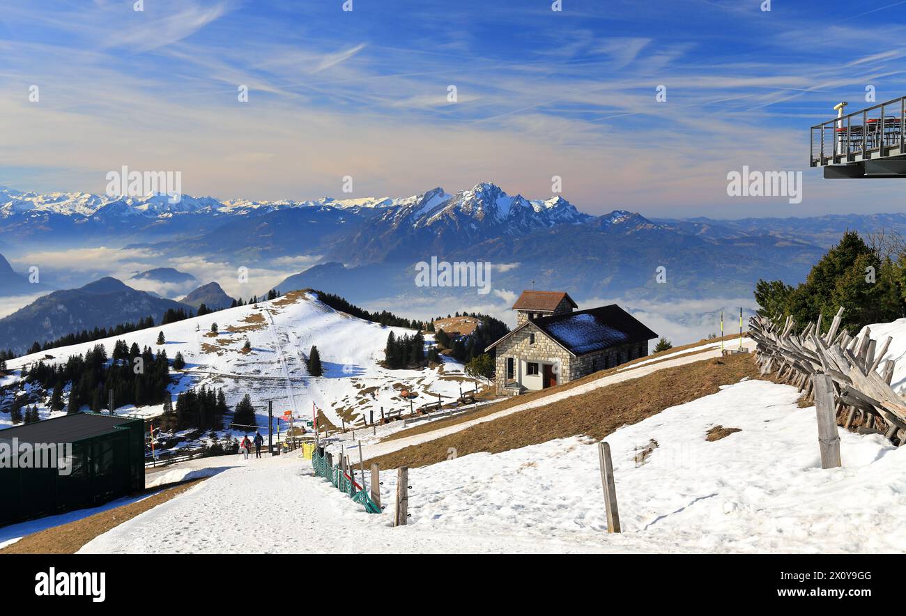 View of Mount Pilatus from the top of Mount Rigi, Swiss Alps ...