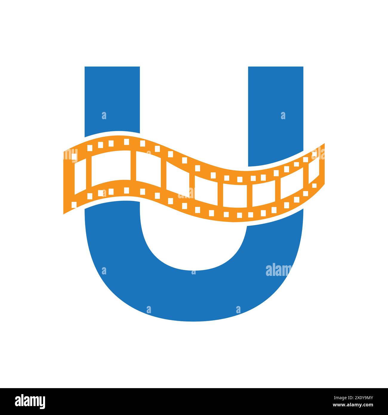 Letter U with Films Roll Symbol. Strip Film Logo For Movie Sign and ...