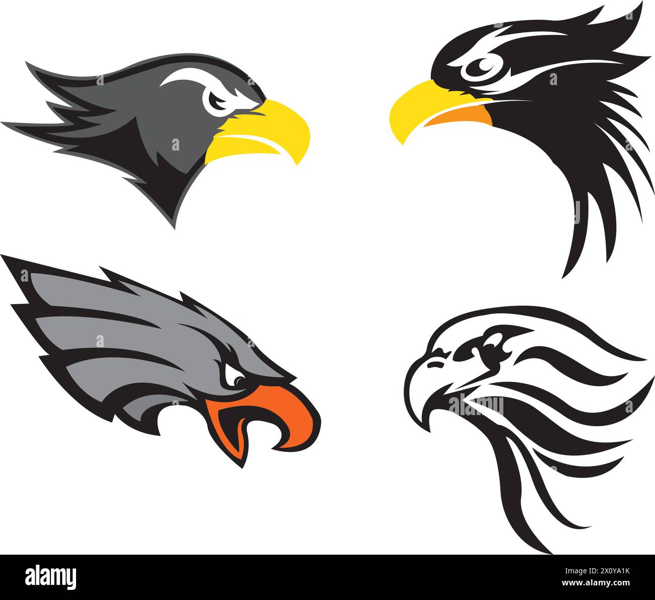 Bird falcon and logo design, eagle or hawk badge emblem vector icon ...