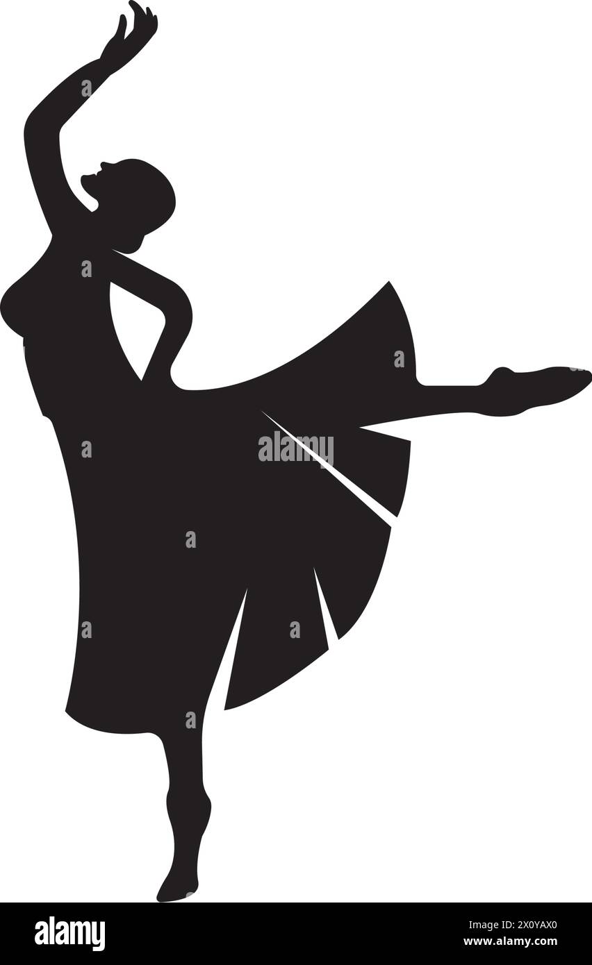 girl dancing traditional logo vector illustration logo design Stock ...