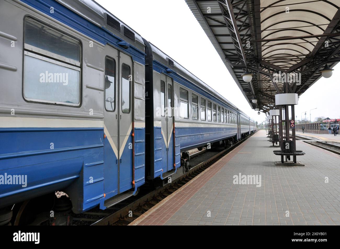 The carriage of an old Soviet diesel train Stock Photo - Alamy