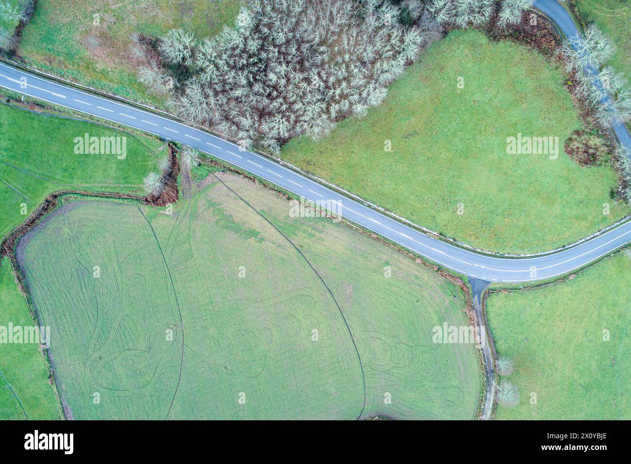 drone aerial view of a road in a rural area of northern Portugal Stock ...