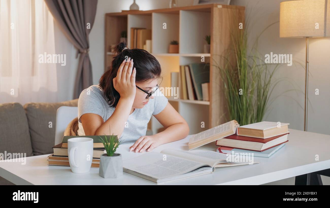 Tired student. Study pressure. Education problem. Exhausted sleepy ...