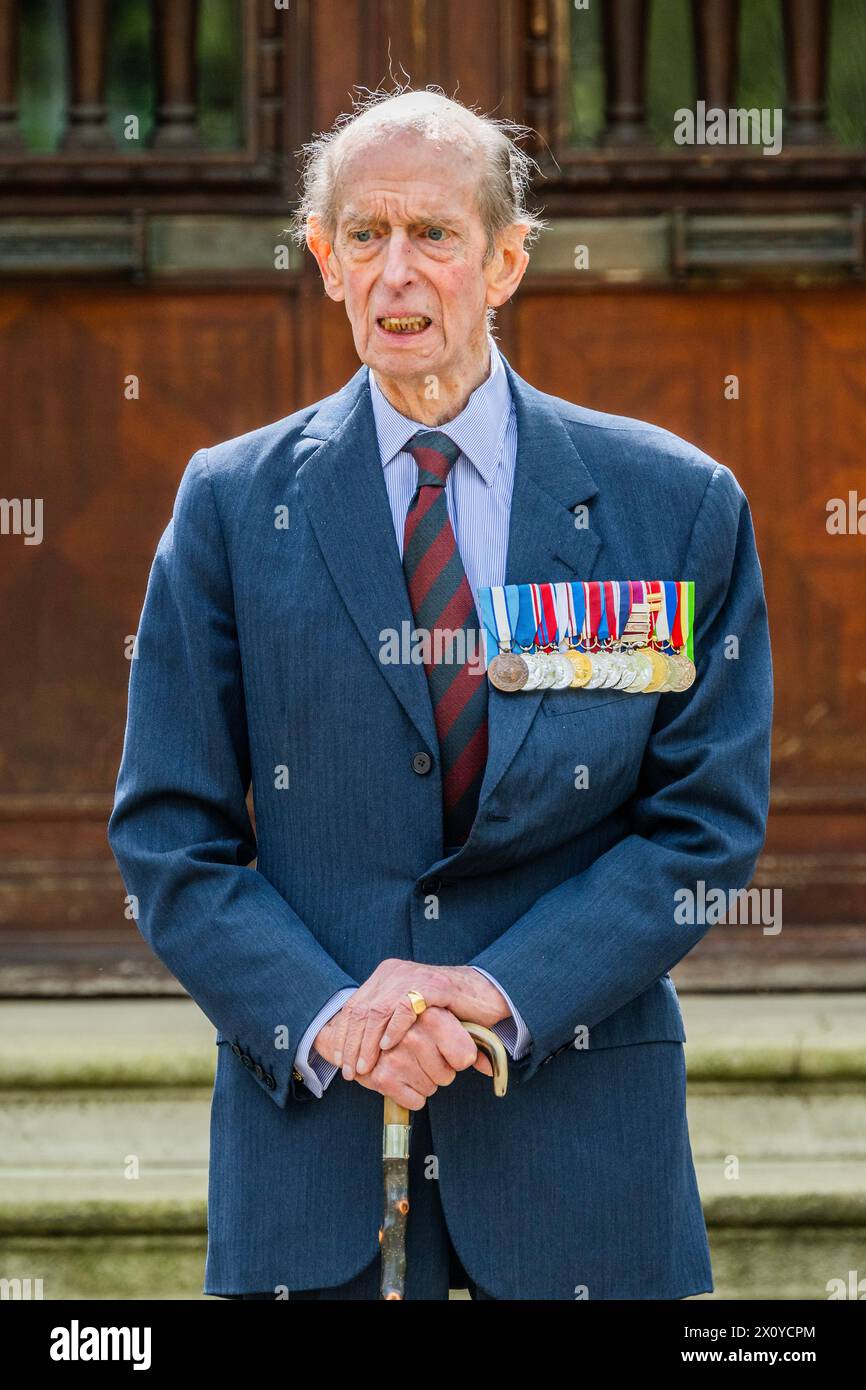 London, UK. 14th Apr, 2024. HRH The Duke of Kent takes the salute back ...