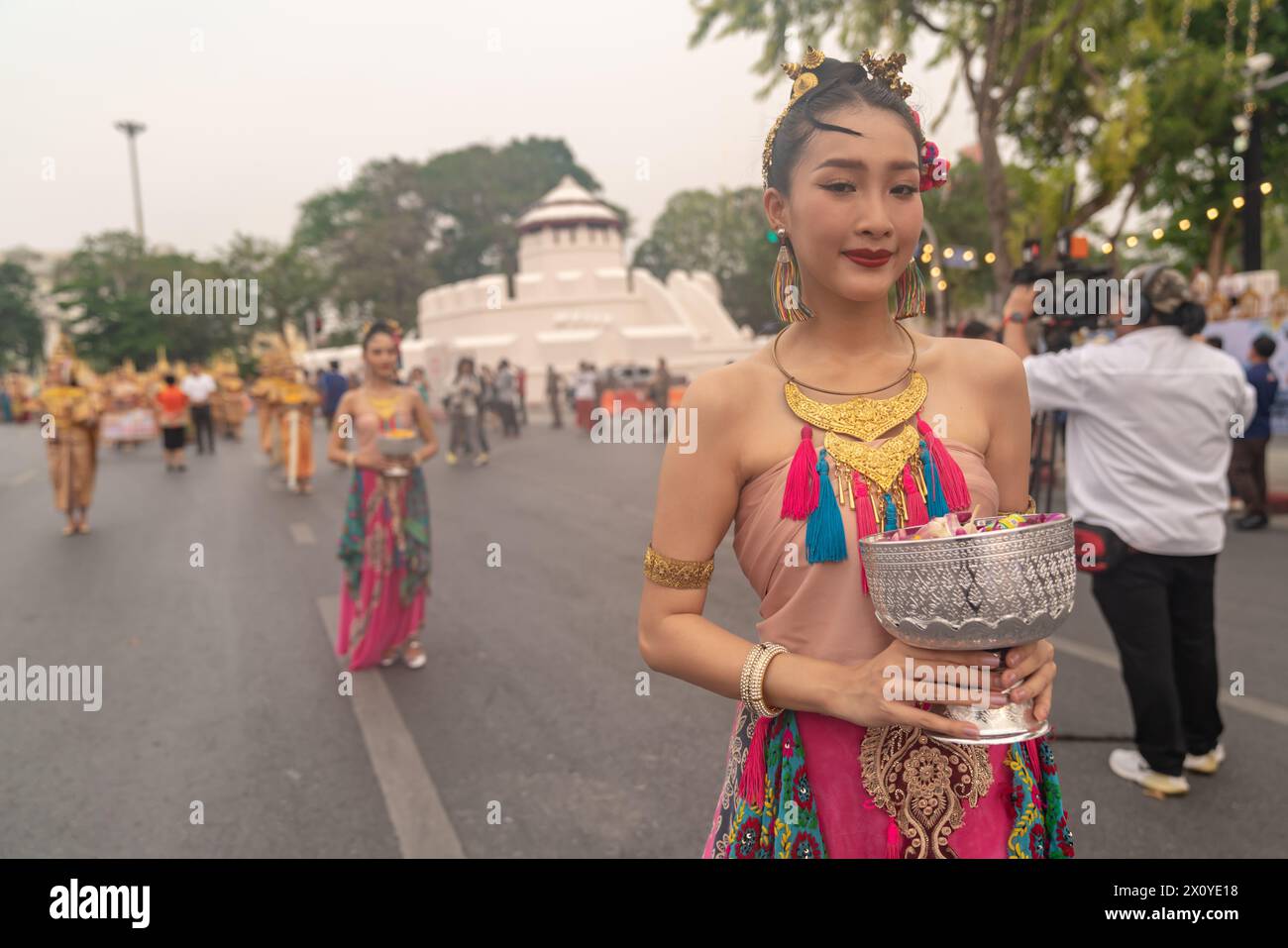 Bangkok,Thailand-April,11,2024:Nang Noppamas procession on Songkran day Softpower for organizing ...