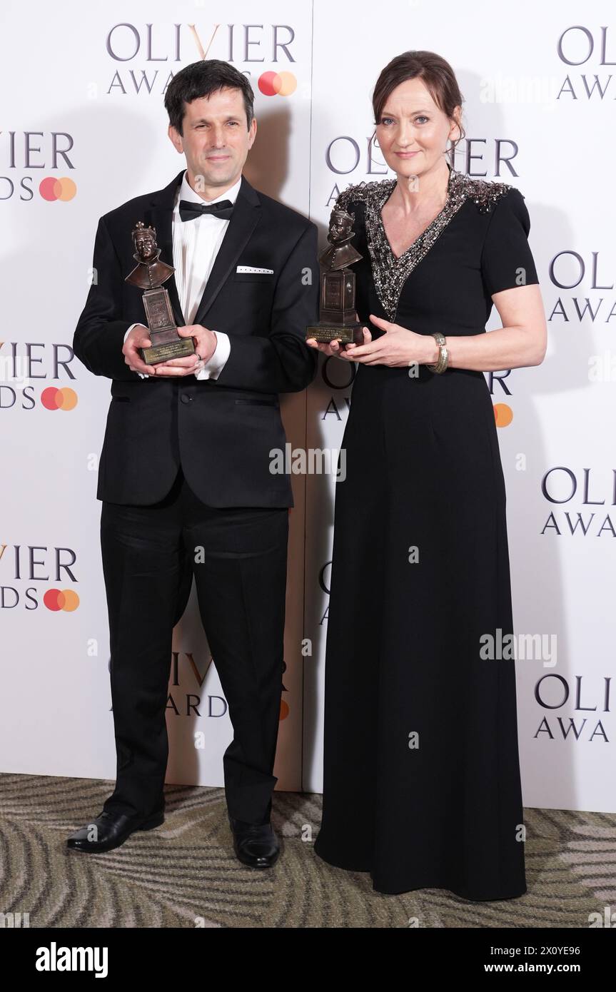 Tom Wexler and Miriam Buether in the press room after being presented ...