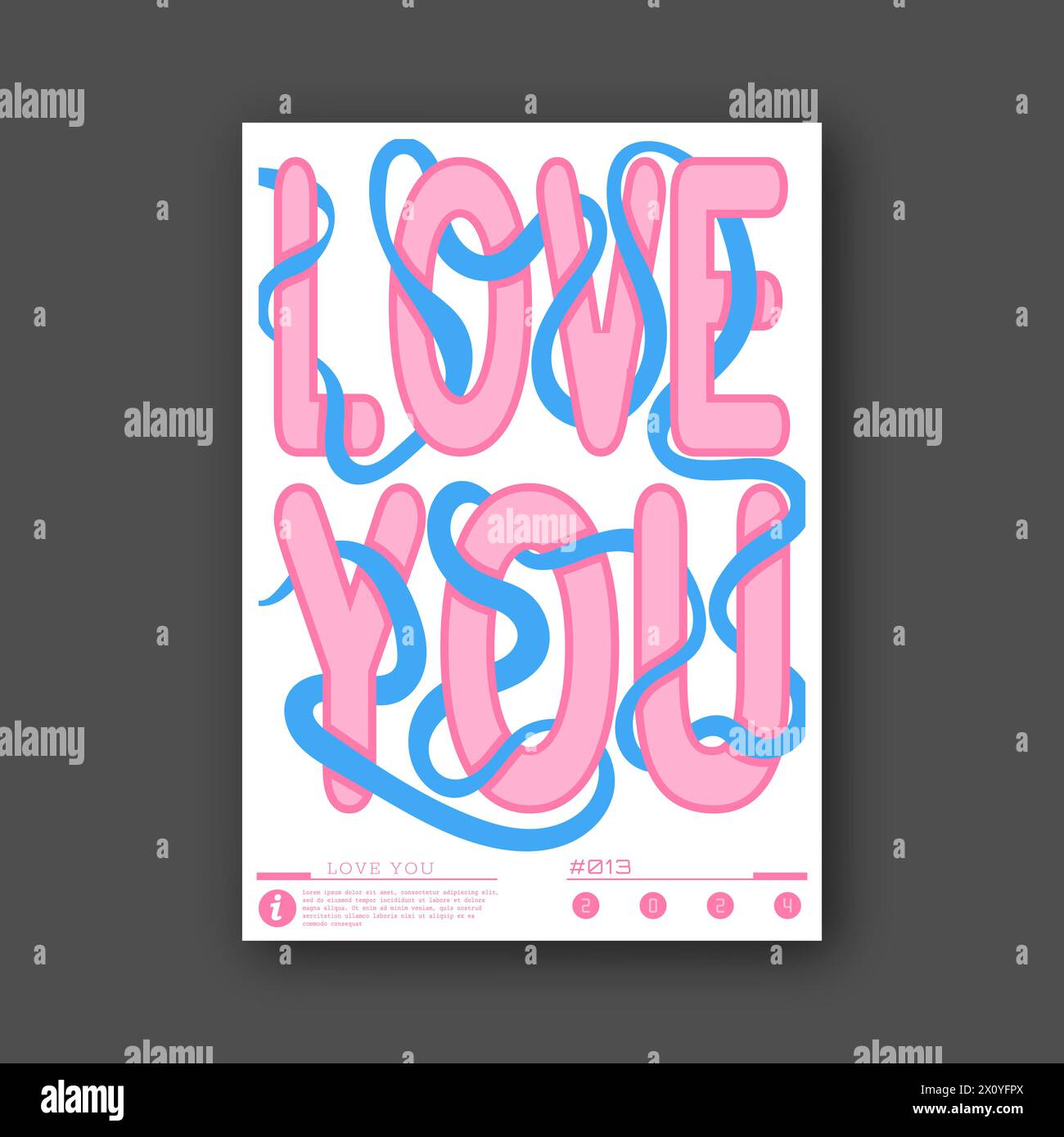 Love you. A stylized template for a poster, billboard, interior ...