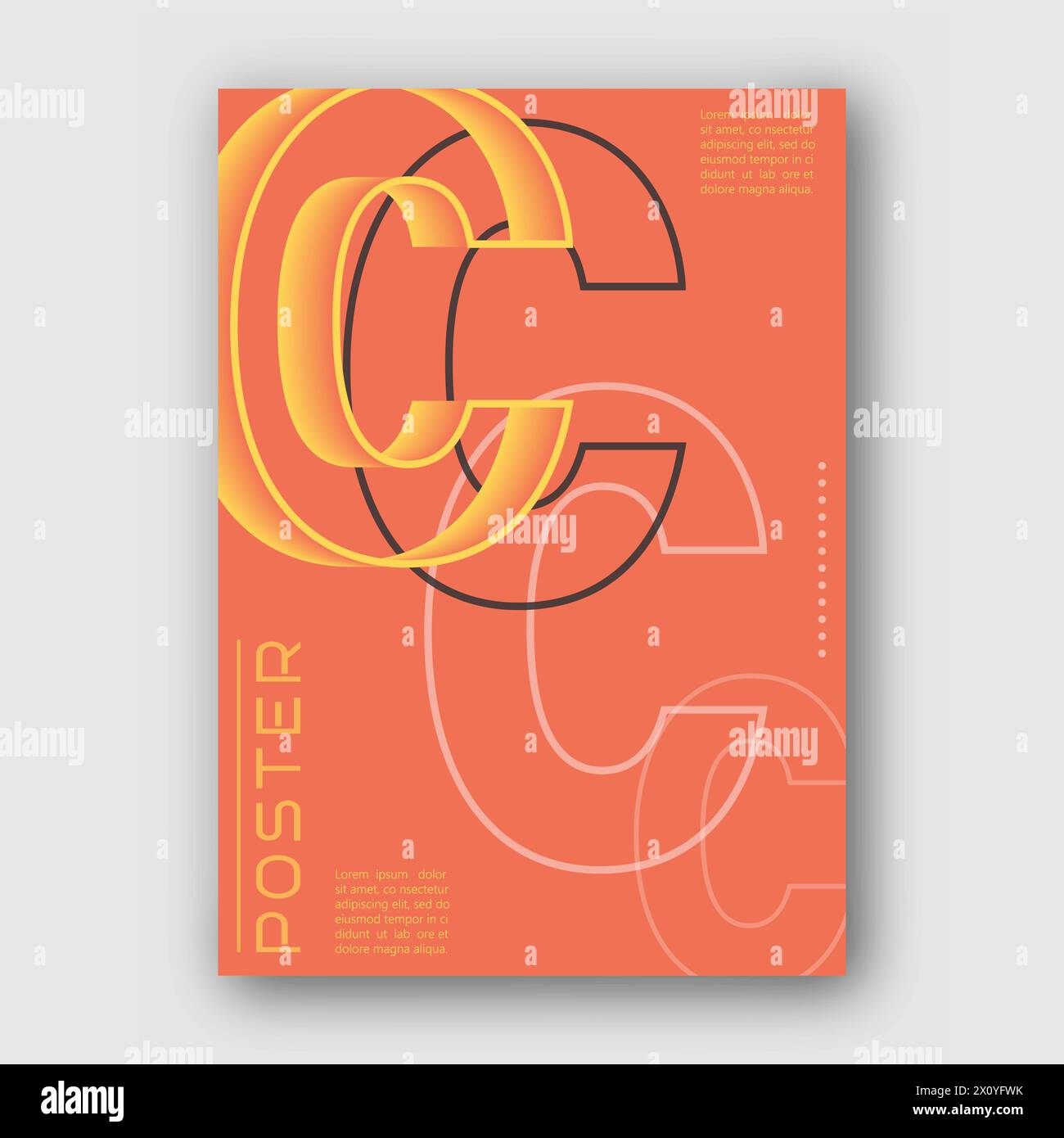 Stylized lowercase letter C. Template for poster, poster, cover ...
