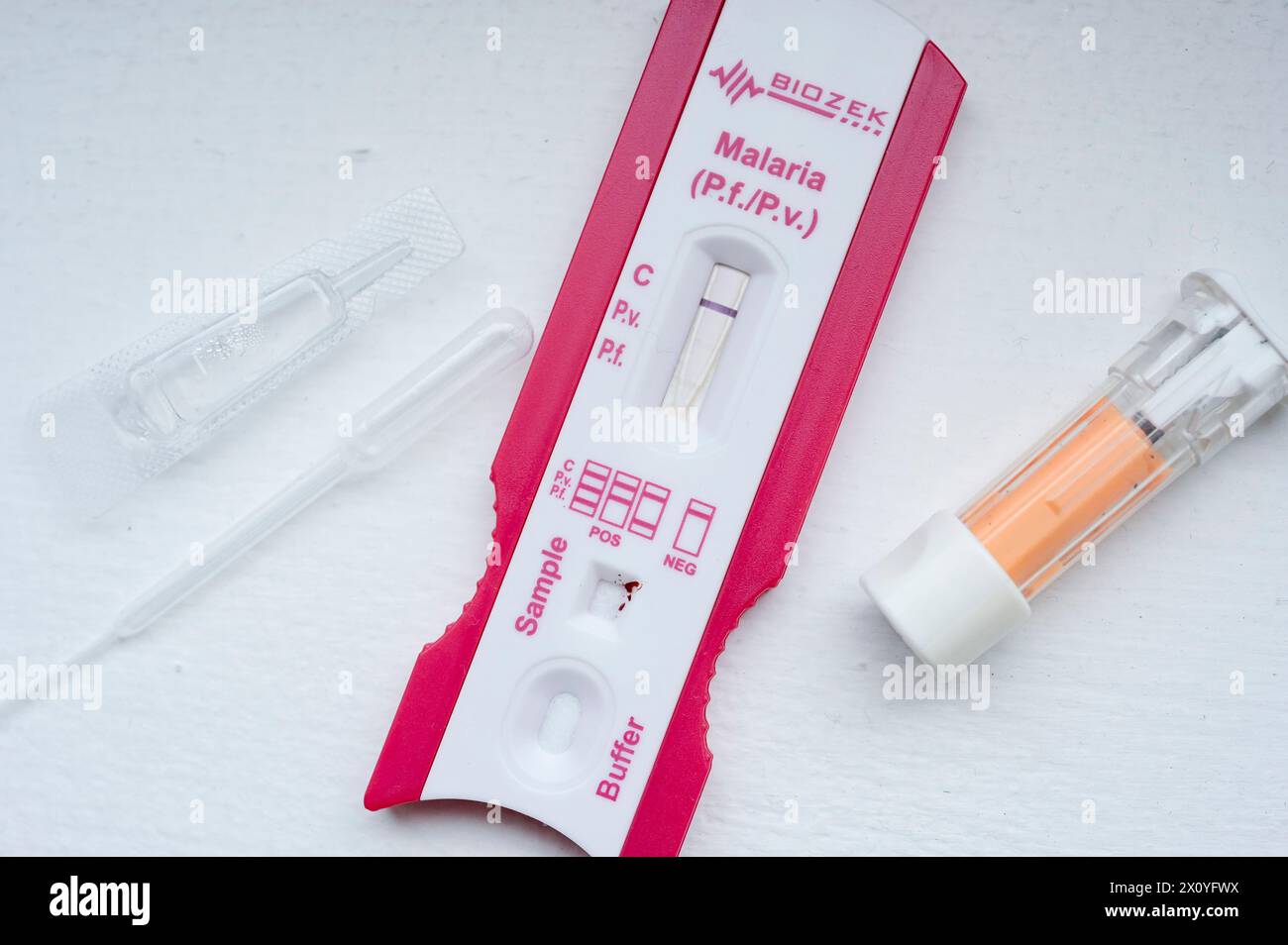 GHANA, Accra, rapid Malaria blood test from dispensary / GHANA, Accra ...
