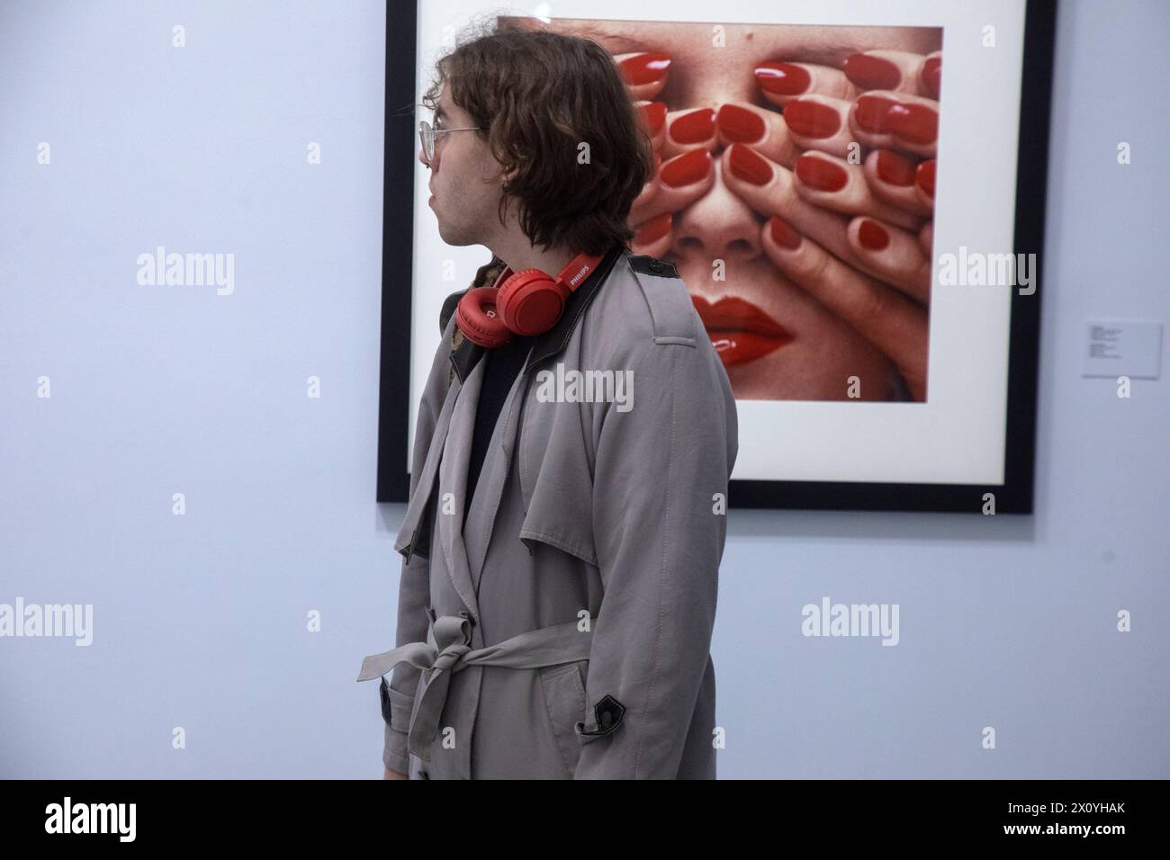 Moscow, Russia. 12th of April, 2024. A man visit the Multimedia Art ...