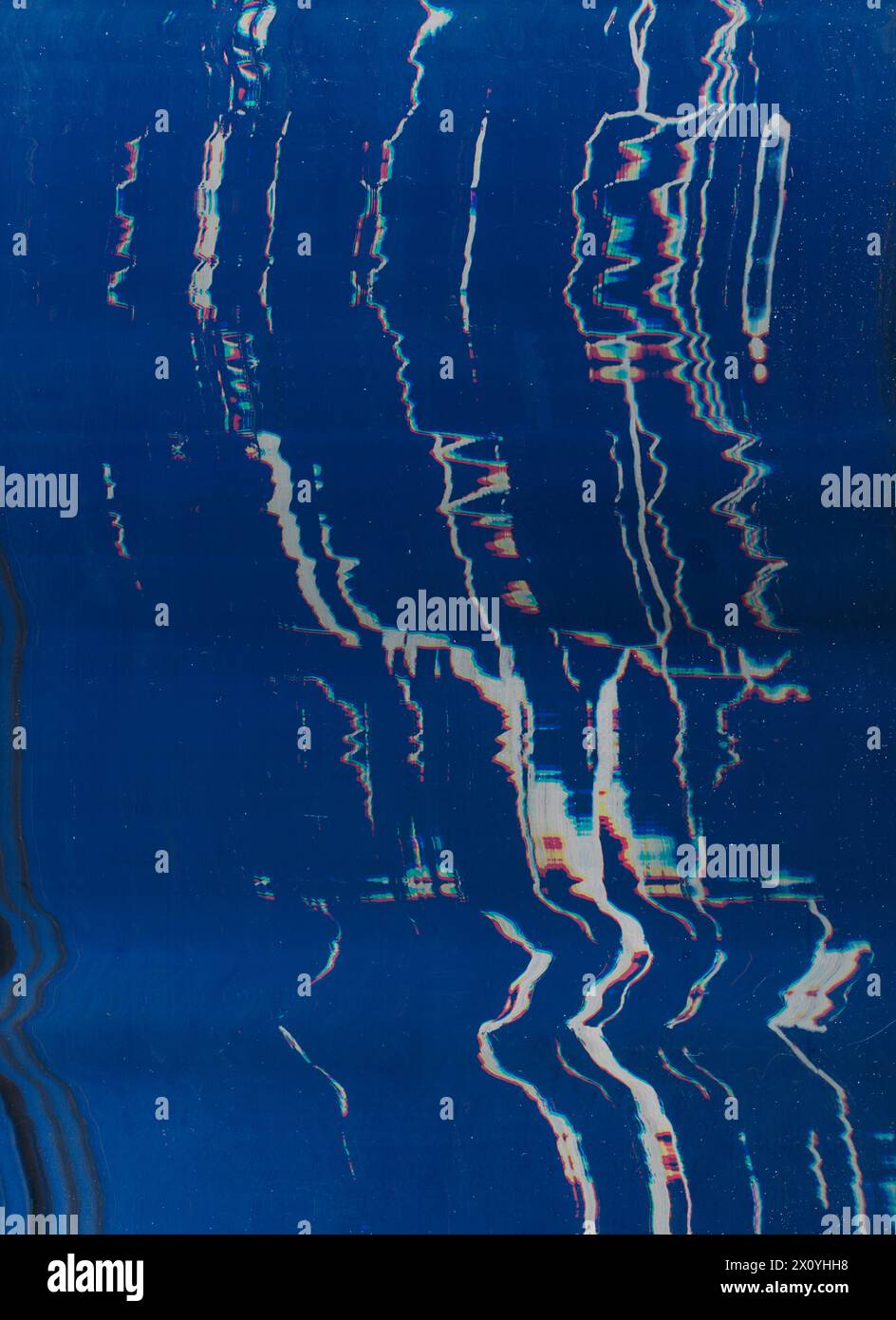 Scratched texture. Glitch overlay. Blue yellow color artifact old film ...