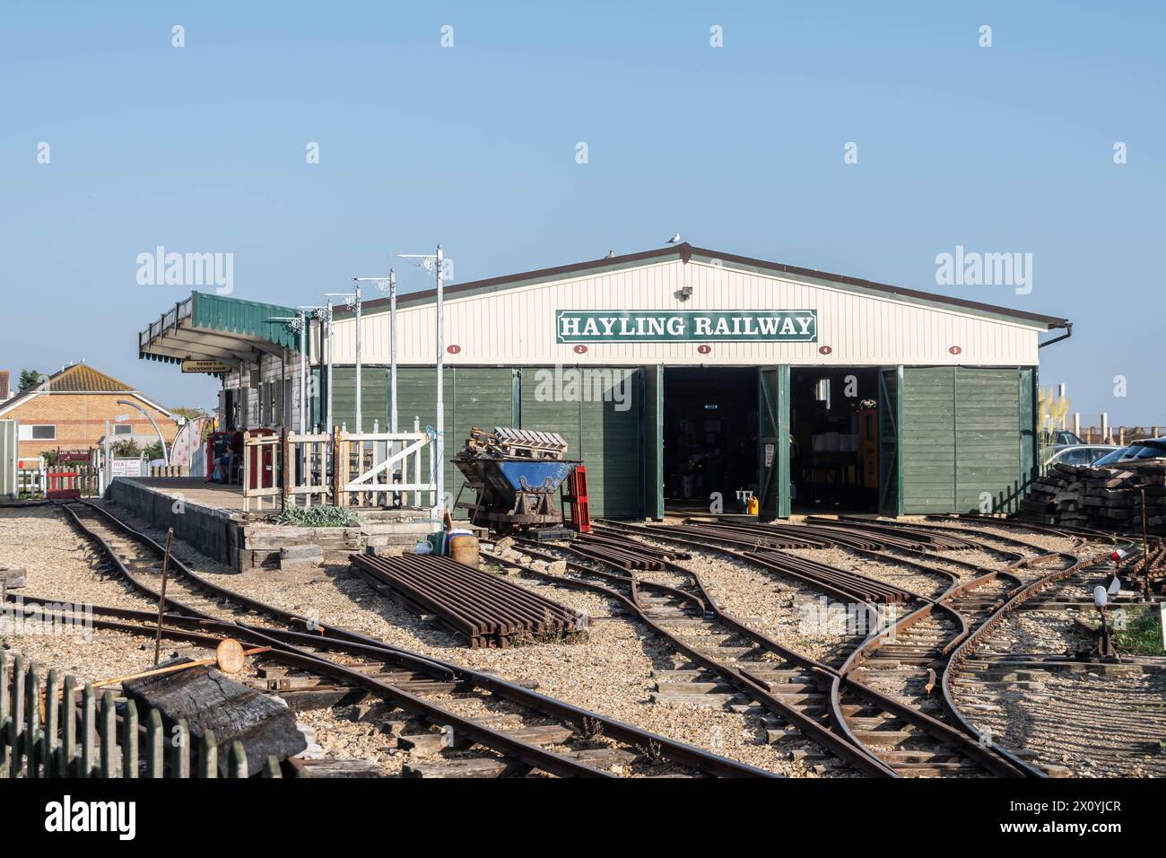 HAYLING ISLAND, ENGLAND - 9 September 2023: Eastoke light railway ...