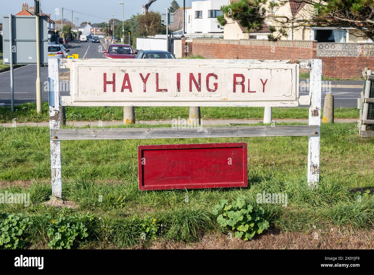 Hayling Railway sign on the light-railway line Stock Photo - Alamy