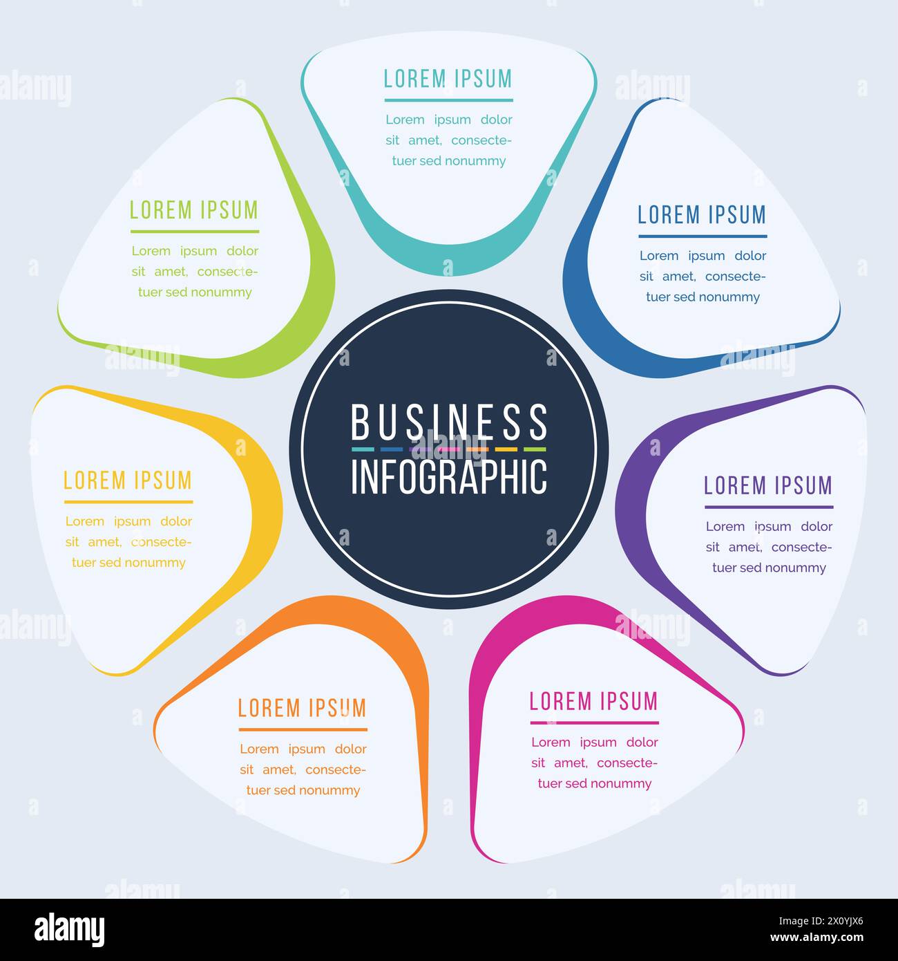 7 Steps Infographic business design 7 objects, elements or options ...