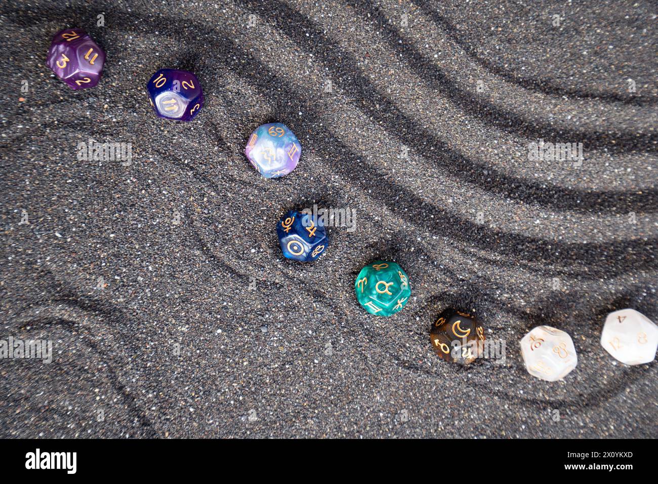 Zodiac horoscope with divination dice Stock Photo - Alamy