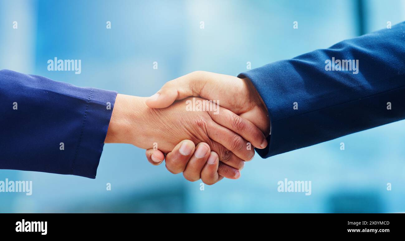 Shaking hands, business people and introduction outdoor, partnership ...