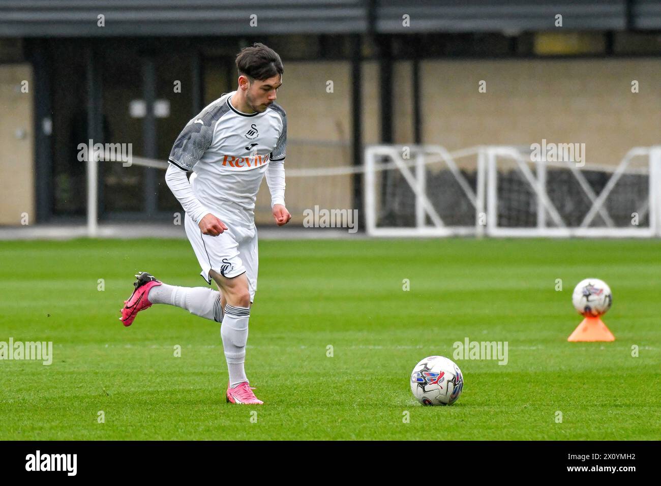 Landore, Swansea, Wales. 13 April 2024. Josh Pescatore of Swansea City ...