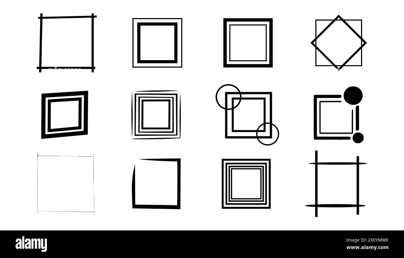 Hand drawn frames. Hand drawn square frame. Vector borders grunge template set Stock Vector ...